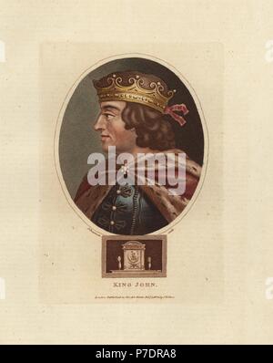 Portrait of King John (1166 – 1216) from his tomb in Worcester ...