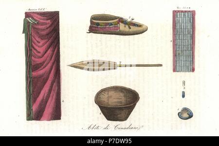 Tools of the Canadian natives: clam shell 1, wampun 2, wampun bead 3 ...