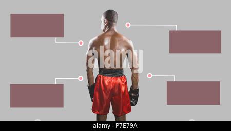 Male boxer with blank infographic chart panels Stock Photo - Alamy