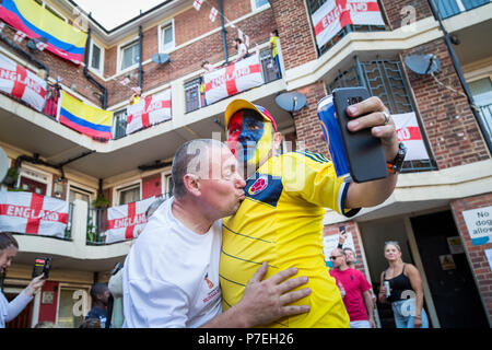 Fans of the Colombian national soccer team dance in Times Square ...