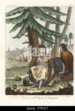 Aleutian women of Porto de Francesi, Alaska, wearing bearskin capes ...