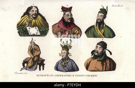 Portraits of Chinese emperors and famous men including ruler god Fo-hi ...