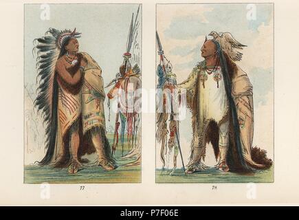 Native American Crow Indians Warriors, 1830s Stock Photo - Alamy