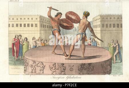 Gladiator sacrifice to the Aztec god Xipe Totec or Tlatlauhca, Mexico ...