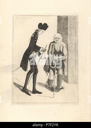 Hugo Arnot and the beggar John Duncan or Gingerbread Jock. Copperplate ...