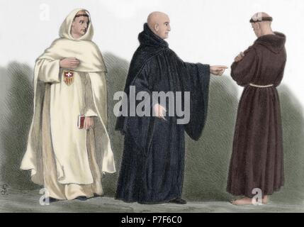 Engraving of a Franciscan Friar from the Middle Ages in England Stock ...