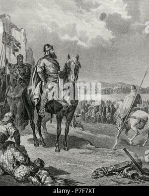 History of Spain. Reconquista. Battle between Christian troops and ...