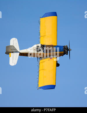 Aerial spraying with agricultural aircraft (plane) Zlin Z-37 "Bumblebee ...