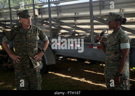 Lt. Col. Marshalee Clarke, commanding officer of Headquarters Battalion (HQBN), Marine Corps ...