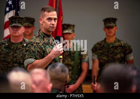 Lt. Col. Kenric D. Stevenson (center), outgoing commanding officer of ...