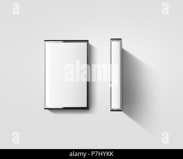 Blank cassette tape box design mockup, isolated, back side view ...