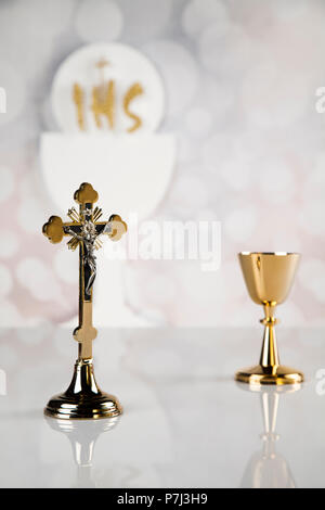 Holy communion elements on white background Stock Photo - Alamy