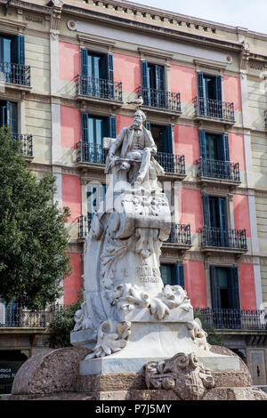 Monument to Serafi Pitarra (Frederic Soler i Hubert) in Pla del Stock ...