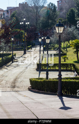 park with classical streetlights in Guadalajara, Spain Stock Photo - Alamy