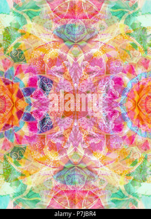 Composing flowers into a mandala ornament Stock Photo - Alamy