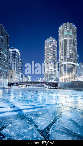 Frozen river in winter, Chicago, United States Stock Photo - Alamy