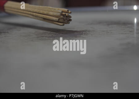 Close-up of a snare drum, percussion instrument on a dark background ...