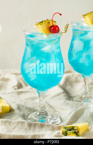 Boozy Blue Hawaii Hurricane Cocktail with Rum and Pineapple Stock Photo ...