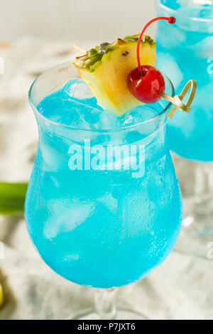 Boozy Blue Hawaii Hurricane Cocktail with Rum and Pineapple Stock Photo ...