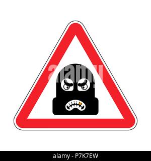Attention Thief. Caution of Robber. Red triangular road sign Stock ...
