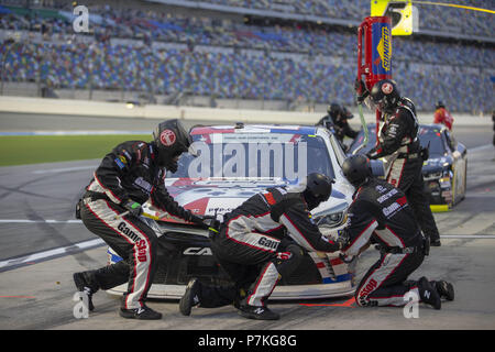 Christopher Bell makes a pit stop during the NASCAR Daytona 500 auto ...