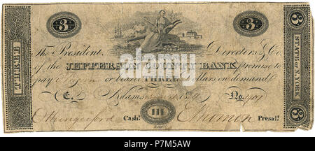 3 dollar bill Jefferson County Bank Stock Photo - Alamy