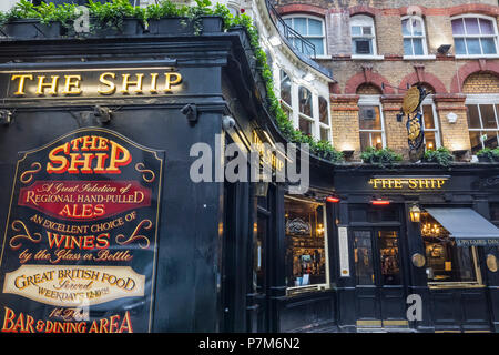 England, London, The City of London, The Ship Pub, Plaque Showing The ...