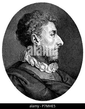 Torquato Tasso. Engraving by P. Caronni after the appointment of Longhi ...