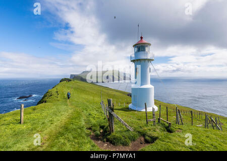 Mykines Holmur Lighthouse, Mykines Island, Faroe Islands Stock Photo ...