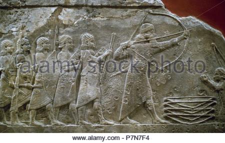 Detail: Assyrian King Sennacherib in Lachish city. Sennacherib's Great ...