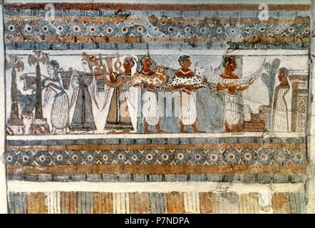 The Hagia Triada sarcophagus in the Heraklion Archaeological Museum in ...