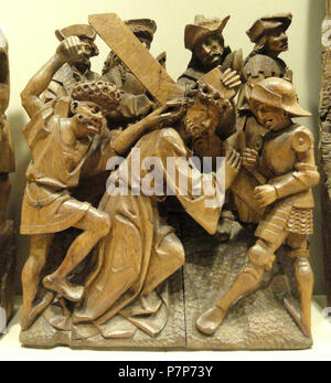 This altarpiece, from Flanders (1500-1525), features scenes from the ...