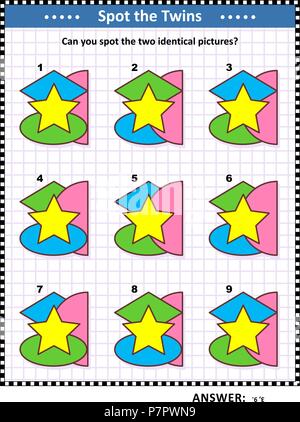 Educational math visual puzzle, basic shapes learning themed: Match the ...