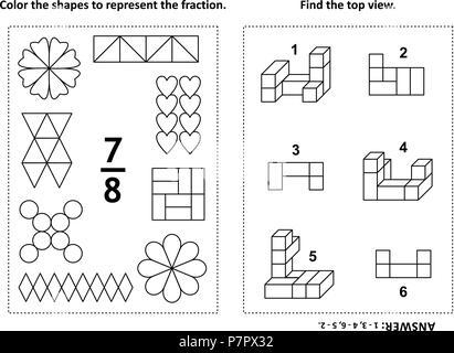 Two visual math puzzles and coloring pages. Color the shapes to ...