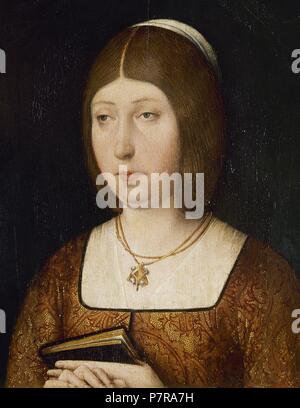 Isabella I of Castile, portrait of Queen Isabella, 1490. Isabella I ...