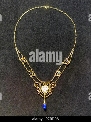 Necklace by Ernst Riegel, c. 1912, gilt silver, freshwater pearls ...