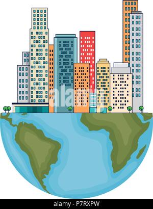 half world with buildings cityscape Stock Vector Image & Art - Alamy