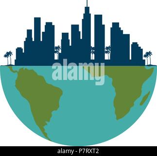 half world with buildings cityscape Stock Vector Image & Art - Alamy