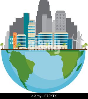 half world with buildings cityscape Stock Vector Image & Art - Alamy