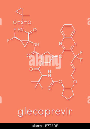 Glecaprevir hepatitis C virus drug molecule. Skeletal formula Stock ...