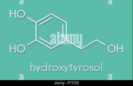 Hydroxytyrosol olive oil antioxidant molecule. Skeletal formula Stock ...