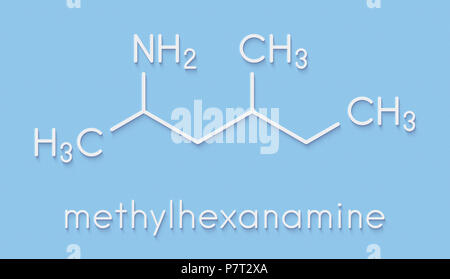 Methylhexanamine, methylhexamine, dimethylamylamine, DMAA molecule. It ...