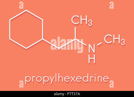 Propylhexedrine molecule. Used as nasal decongestant and stimulant. 3D ...