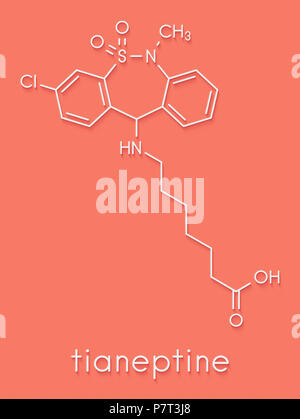 Tianeptine antidepressant drug molecule. Skeletal formula Stock Photo ...