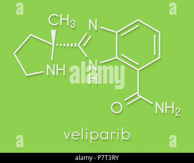 Veliparib cancer drug molecule (PARP inhibitor). Skeletal formula Stock ...