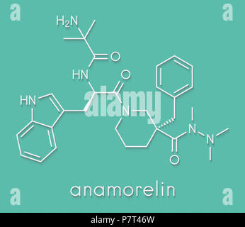 Anamorelin cancer cachexia and anorexia drug molecule. Skeletal formula ...