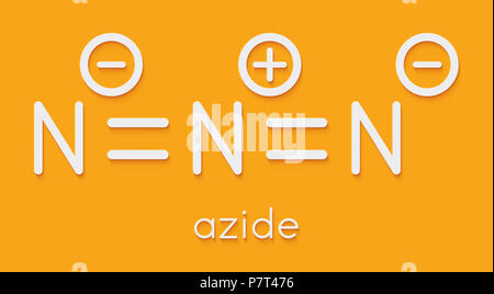 Azide anion, chemical structure. Azide salts are used in detonators and ...