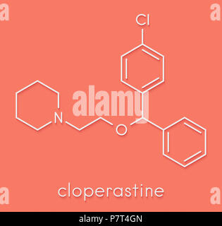Cloperastine cough suppressant drug molecule. Skeletal formula Stock ...