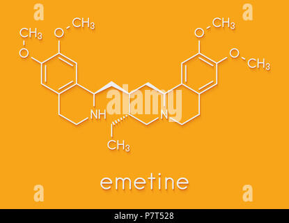 Emetine molecule. Has emetic (induces vomiting) and anti-protozoal ...