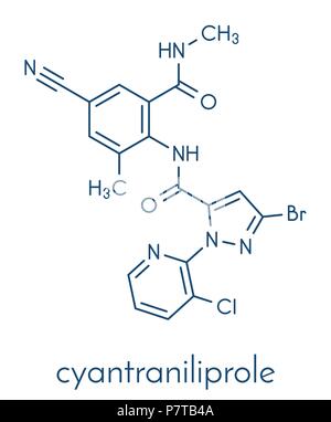 Cyantraniliprole insecticide molecule (ryanoid class). Skeletal formula ...